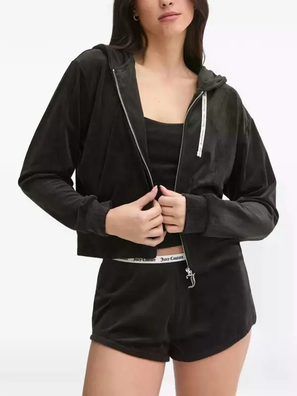 Juicy Couture Ribbed-knit Logo-pendant Hoodie