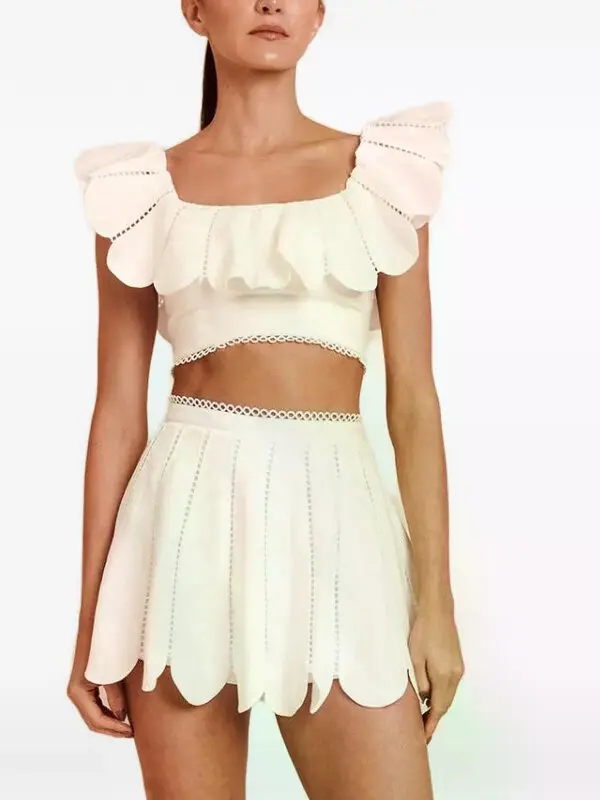 Azulu Nela Ruffled Cropped Top