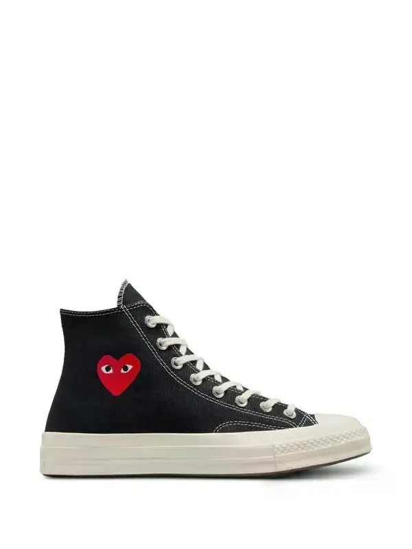 Comme Des Garçons X Converse Heart-print High-top Sneakers - Black