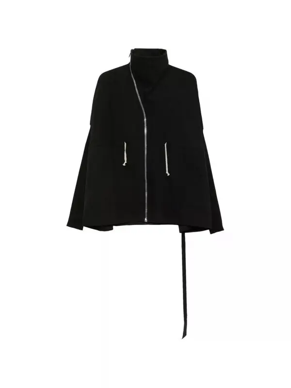 Rick Owens Asymmetric Zip Funnel Neck Sweatshirt - Black