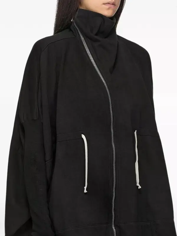 Rick Owens Asymmetric Zip Funnel Neck Sweatshirt - Black