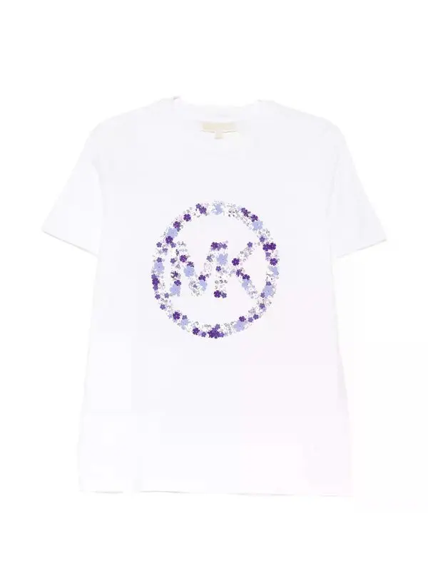 Michael Kors Sequin-embellished Floral-logo T-shirt
