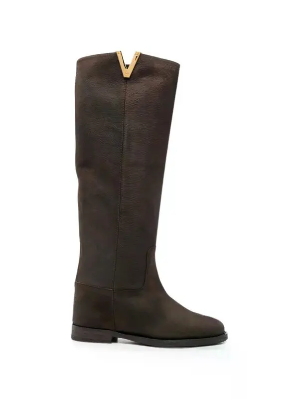 VIA ROMA 15 V-plaque Leather Knee-high Boots