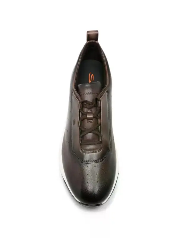 Santoni Perforated-detail Leather Sneakers
