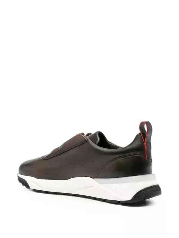Santoni Perforated Detail Leather Sneakers - Brown
