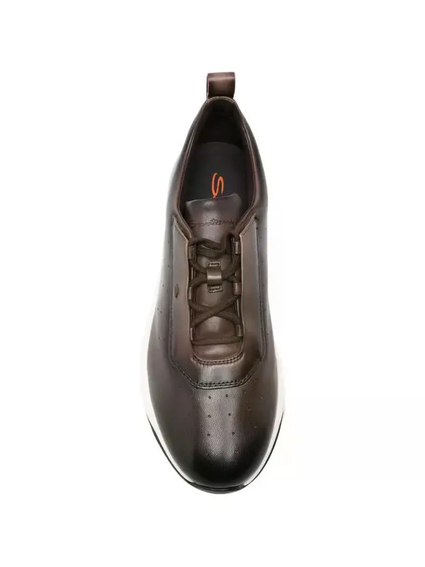 Santoni Perforated Detail Leather Sneakers - Brown