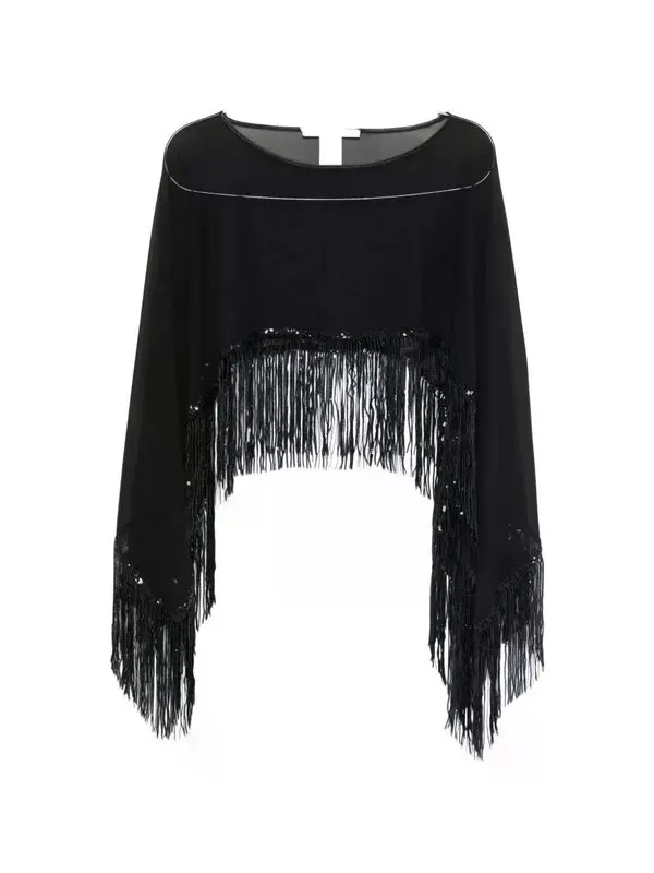 DE SANTIS Sequin-embellished Fringed Cape