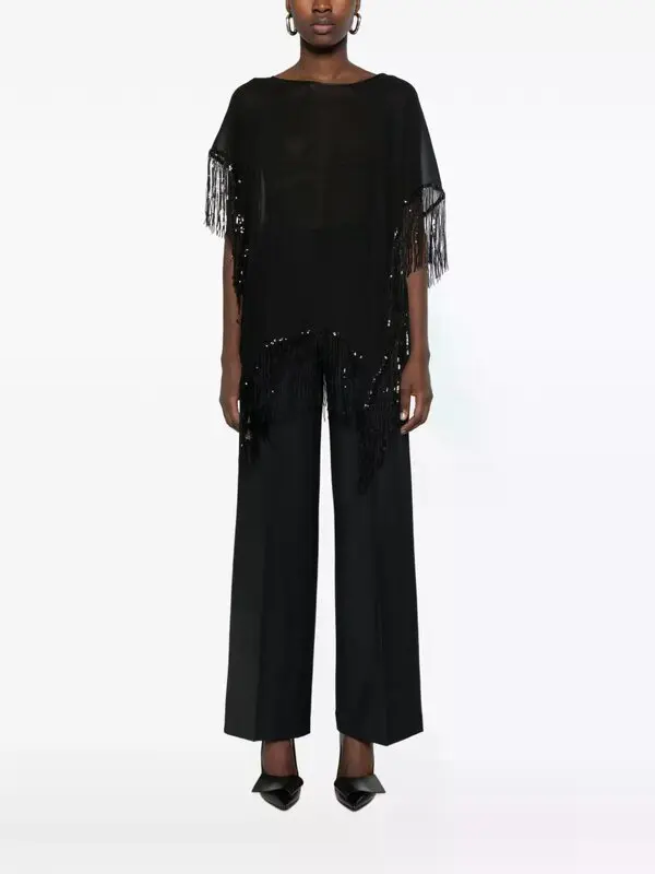 DE SANTIS Sequin-embellished Fringed Cape