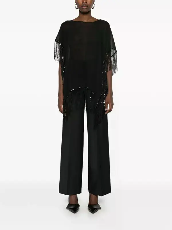 DE SANTIS Sequin Embellished Fringed Cape