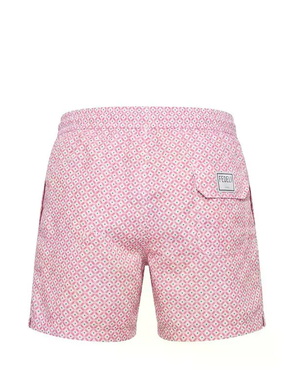 Fedeli Geometric-print Drawstring Swim Shorts