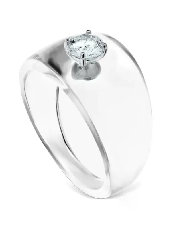 SOLO FOR DIAMONDS Diamond-embellished Wide Band Ring - White