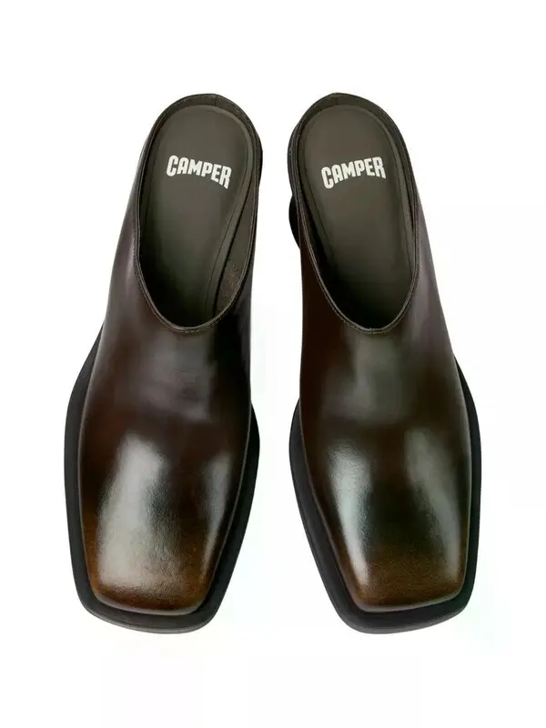 Camper Louise Leather Mules - Brown