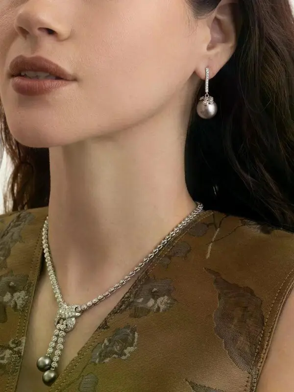 ANDREOLI Tahitian Pearl And Diamond Drop Earrings