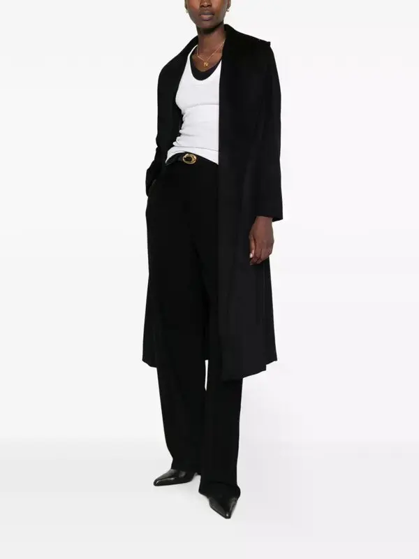 Max Mara Loriana Long-sleeve Belted Coat - Black