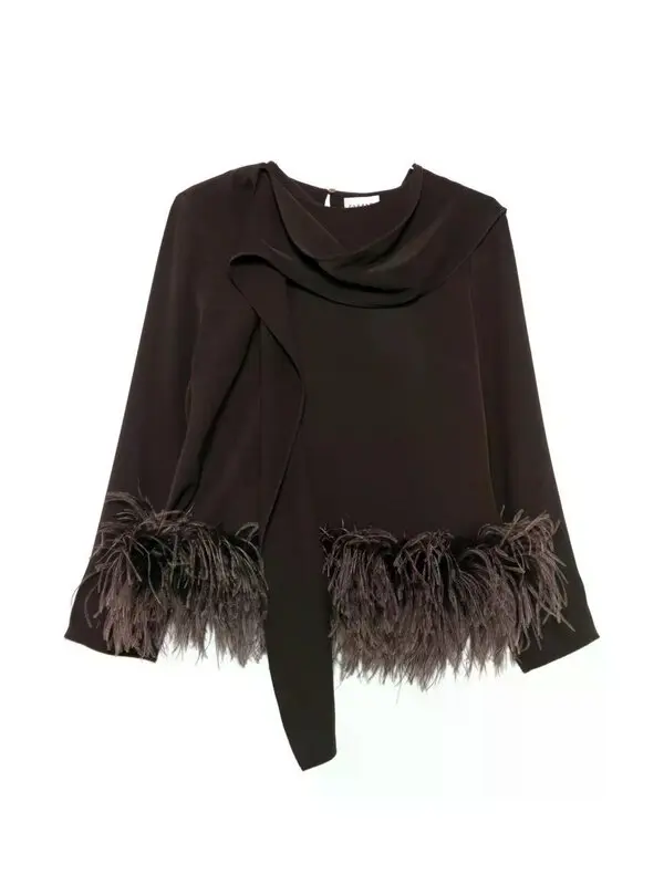 P.a.r.o.s.h Feather-trim Draped Blouse