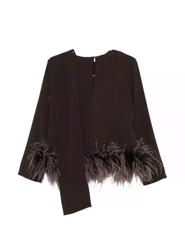 P.a.r.o.s.h Feather-trim Draped Blouse
