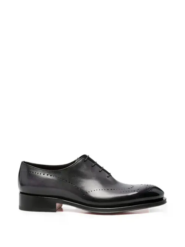 Santoni Perforated-detail Leather Oxford Shoes - Blue