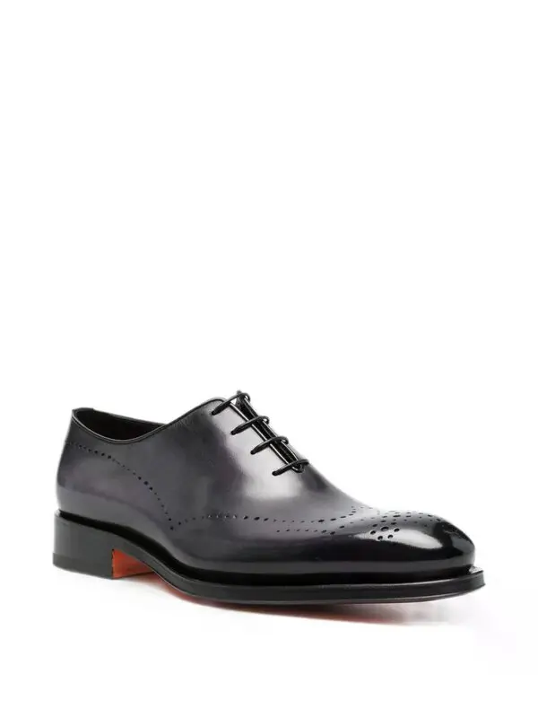 Santoni Perforated-detail Leather Oxford Shoes
