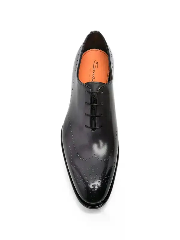 Santoni Perforated-detail Leather Oxford Shoes
