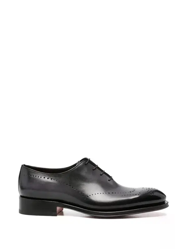 Santoni Perforated Detail Leather Oxford Shoes