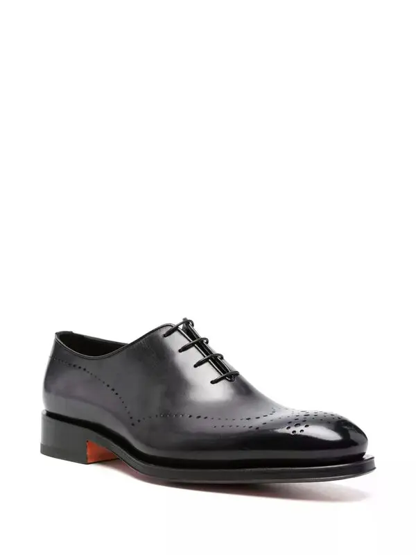 Santoni Perforated Detail Leather Oxford Shoes