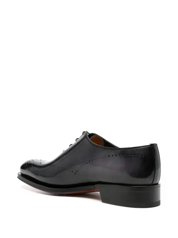 Santoni Perforated Detail Leather Oxford Shoes