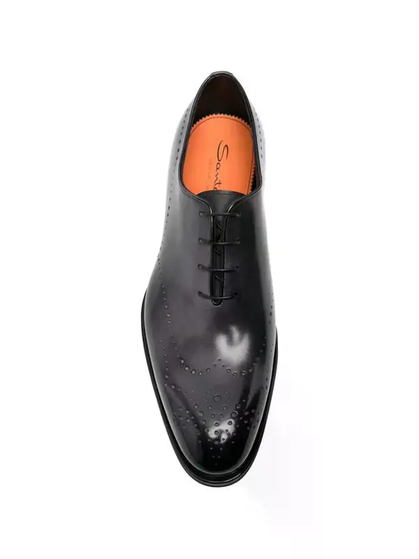 Santoni Perforated Detail Leather Oxford Shoes