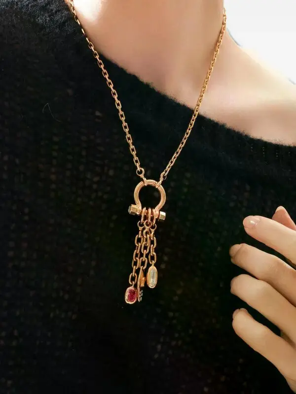 UNIFORM OBJECT Sapphire And Diamond Carriage Drop Pendant