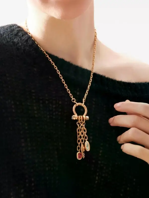 UNIFORM OBJECT Sapphire And Diamond Carriage Drop Pendant Necklace