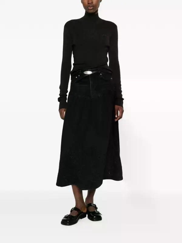 GANNI Ribbed-knit High-neck Sweater With Embroidered Logo