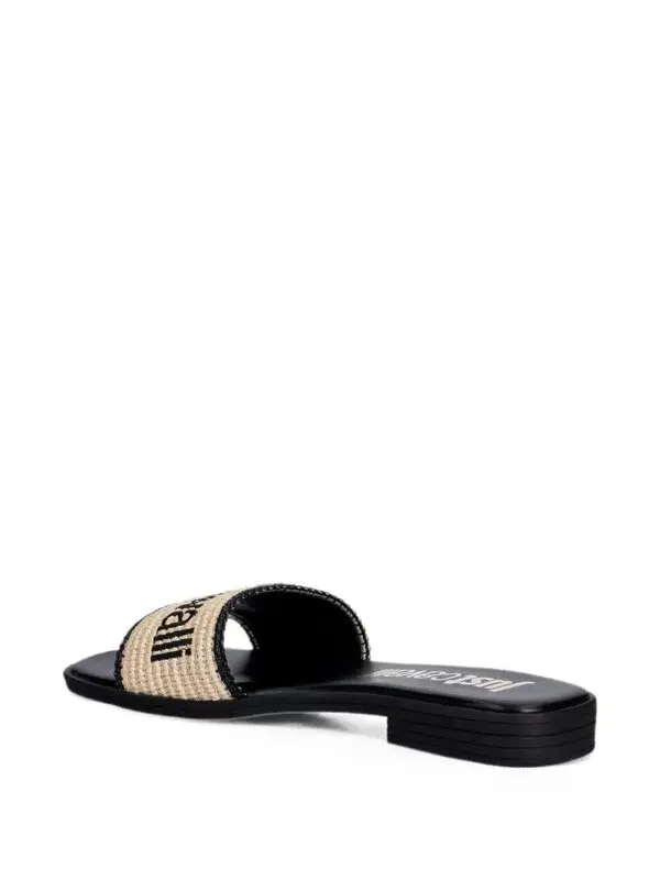 Just Cavalli Logo-embroidered Woven Slides