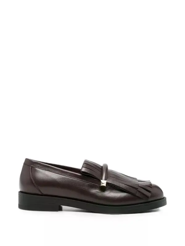 JIMMY CHOO Fringe-detail Leather Loafers