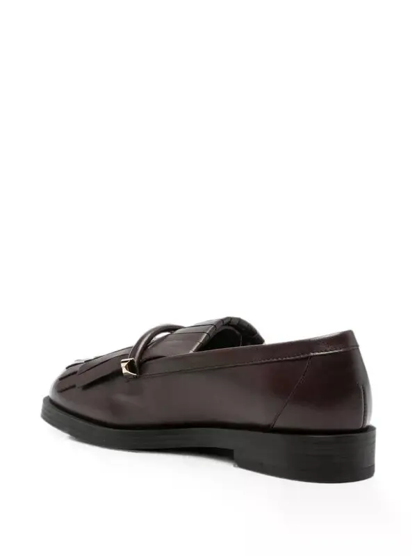 JIMMY CHOO Fringe-detail Leather Loafers