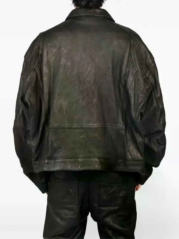 FILTH Zip-up Panelled Leather Biker Jacket