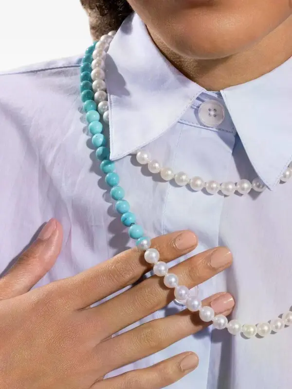 YUTAI Turquoise And Cultured Akoya Pearl Necklace
