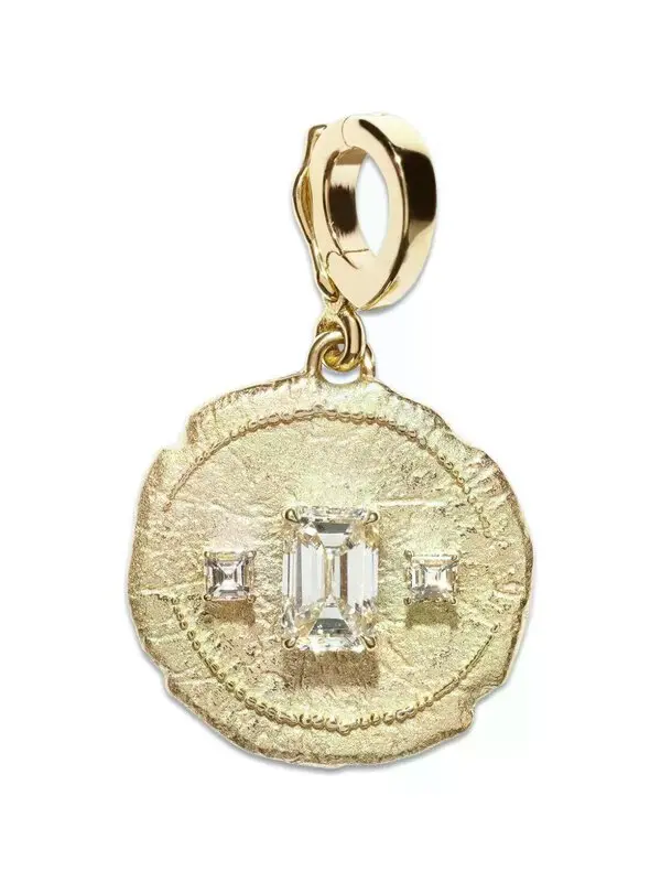 AZLEE 18k Yellow Diamond Coin Pendant - Gold
