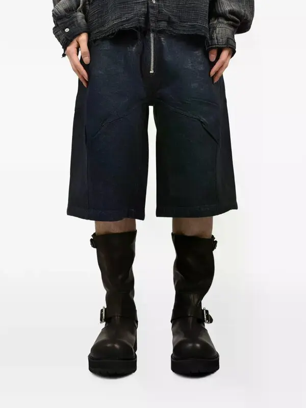 FILTH Waxed Zip-detail Denim Shorts