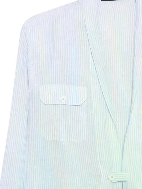 DANIELE ALESSANDRINI Vertical-stripe Shawl-collar Shirt