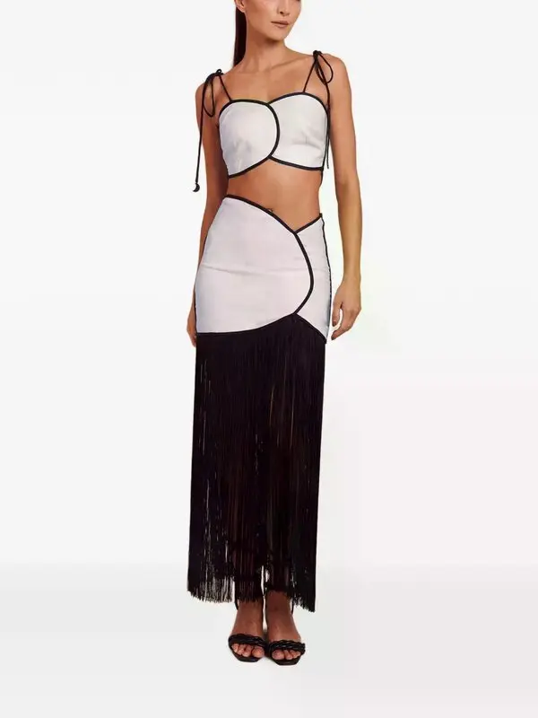 Azulu Joelle Fringe Trim Maxi Skirt - White