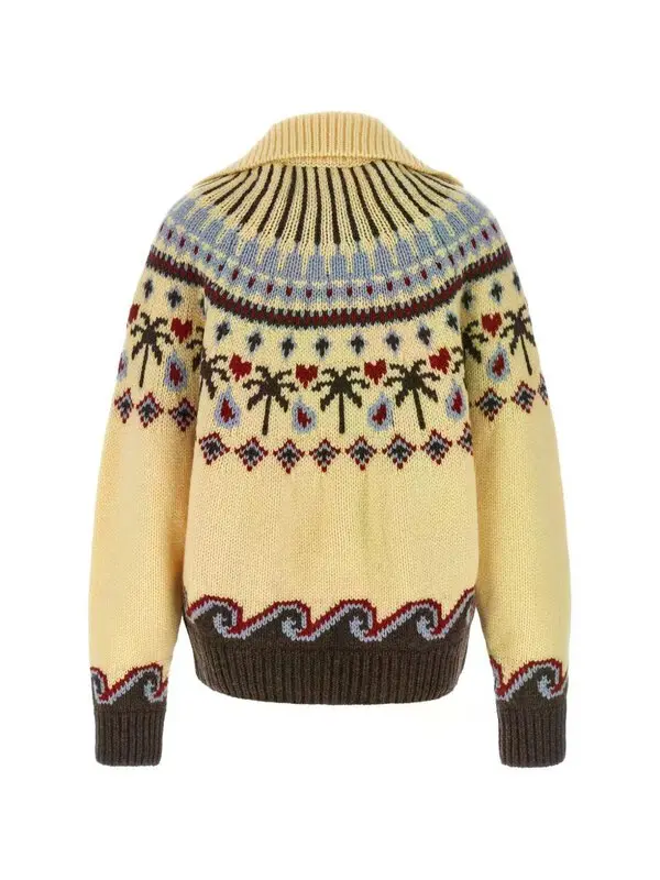 Alanui Sweet Winter Jacquard-knit Virgin Wool Cardigan - Yellow
