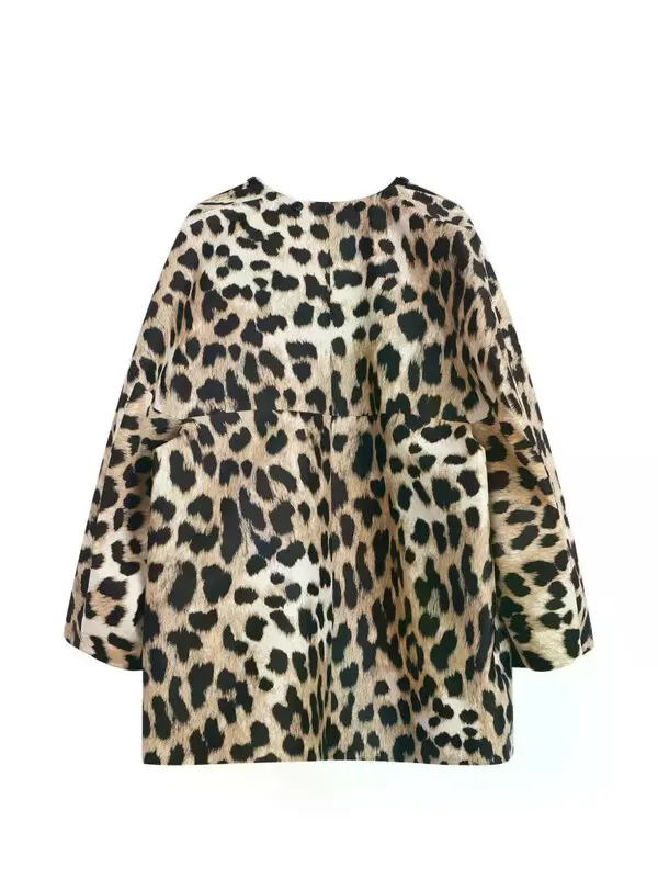 Givenchy Cocoon Coat In Leopard Jacquard With Scarf