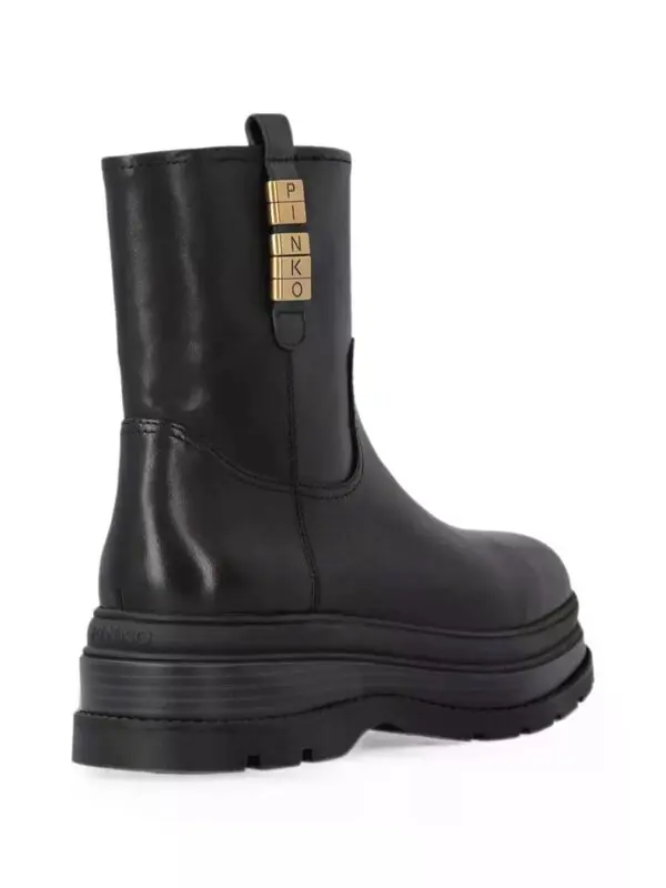Pinko Logo-plaque Leather Ankle Boots