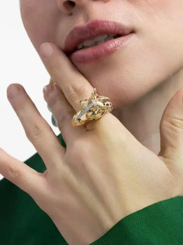 David Webb Emerald And Diamond Ring
