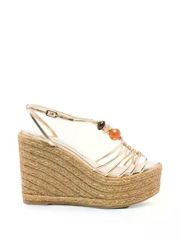 JIMMY CHOO Bead-embellished Wedge Sandals