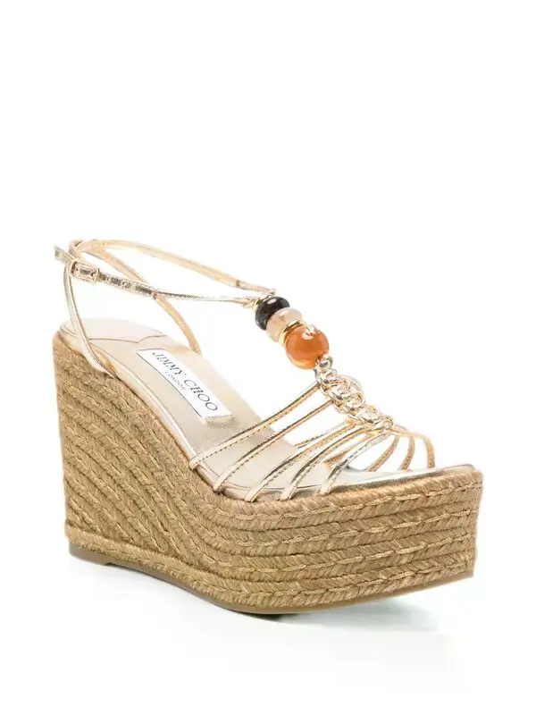 JIMMY CHOO Bead-embellished Wedge Sandals