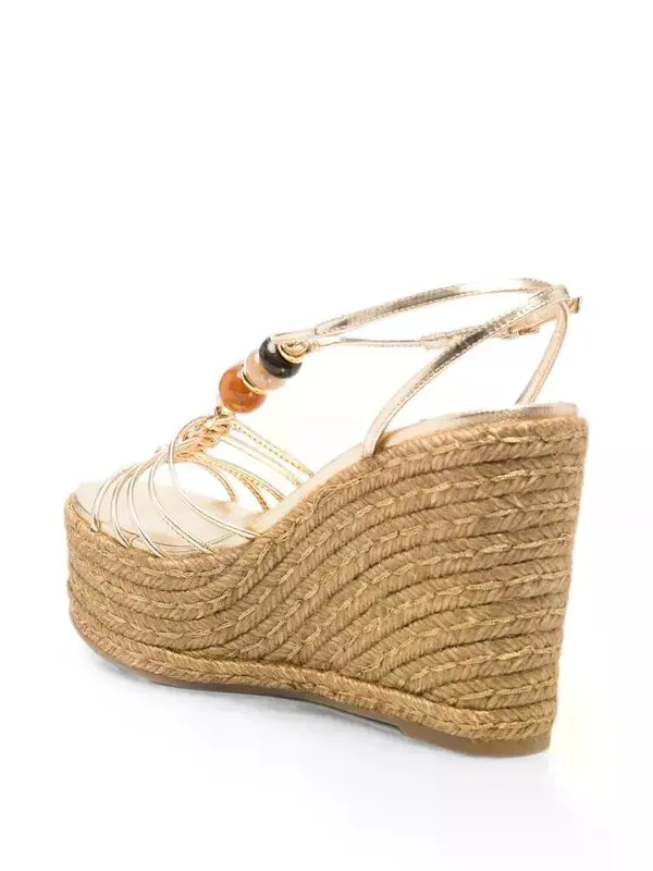 JIMMY CHOO Bead-embellished Wedge Sandals
