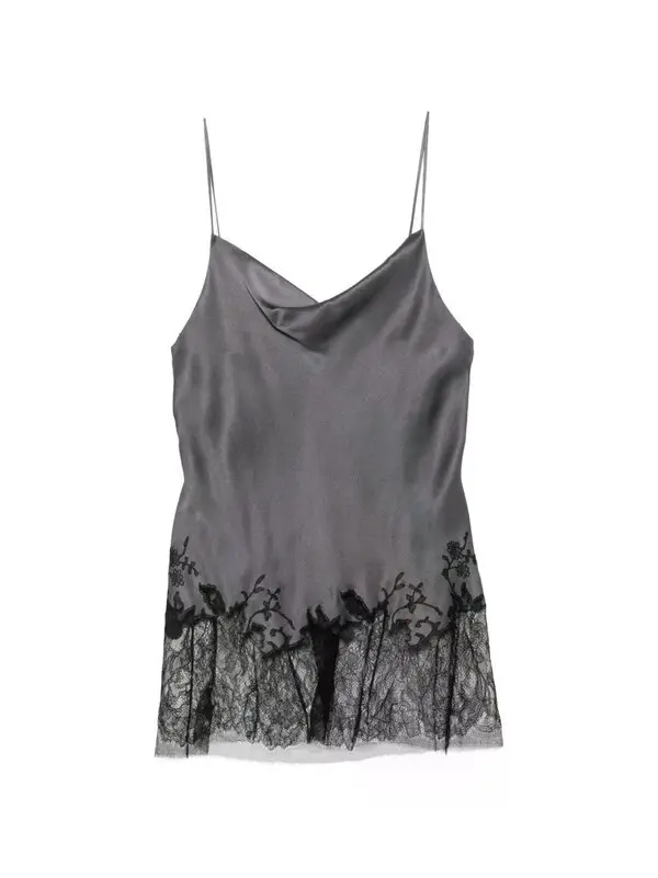 Carine Gilson Lace-trim Silk Camisole - Grey