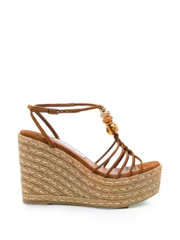 JIMMY CHOO Bead-embellished Wedge Sandals