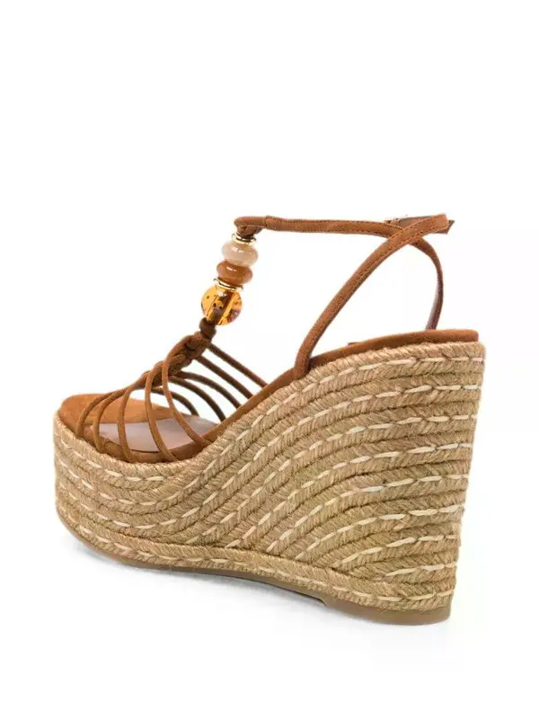 JIMMY CHOO Bead-embellished Wedge Sandals