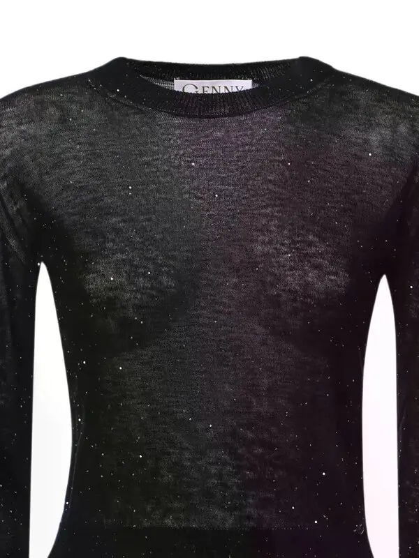 GENNY Sequin-embellished Semi-sheer Sweater